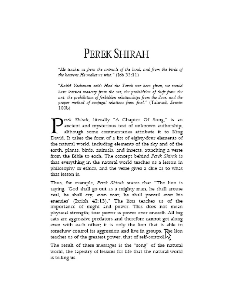 Perek Shira - Modlitwa Gołębia | PDF