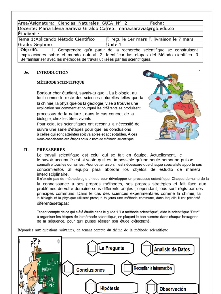 Guide sur la méthode scientifique en 7e | PDF | Méthode scientifique ...