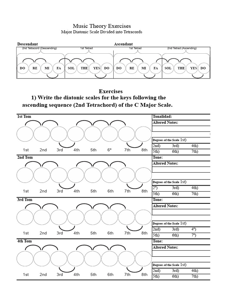 1st Musical Theory Scale Exercise PDF | PDF | Music Theory | Pitch (Music)