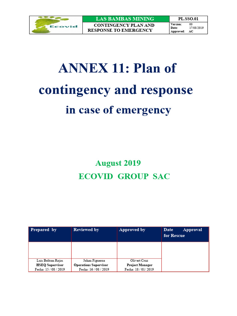 ANNEX 11 Emergency Preparedness and Response Plan - 2019 | PDF ...