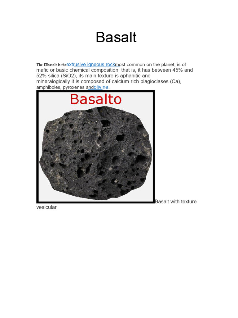 General Characteristics of Basalt | PDF | Basalt | Igneous Rock