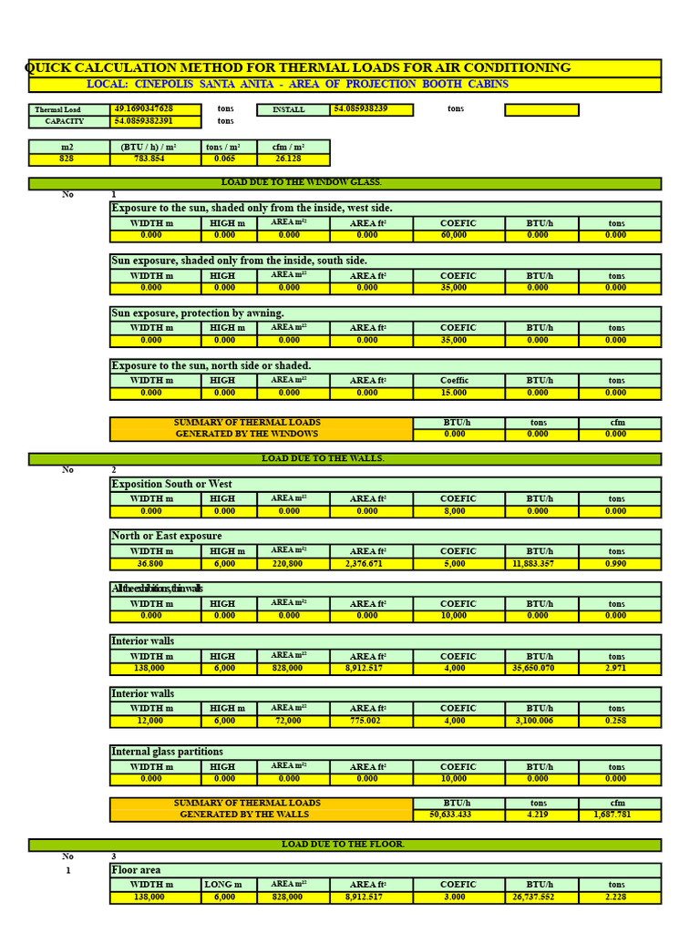 Quick Load Calculation Format For Excel | PDF | Ventilation ...