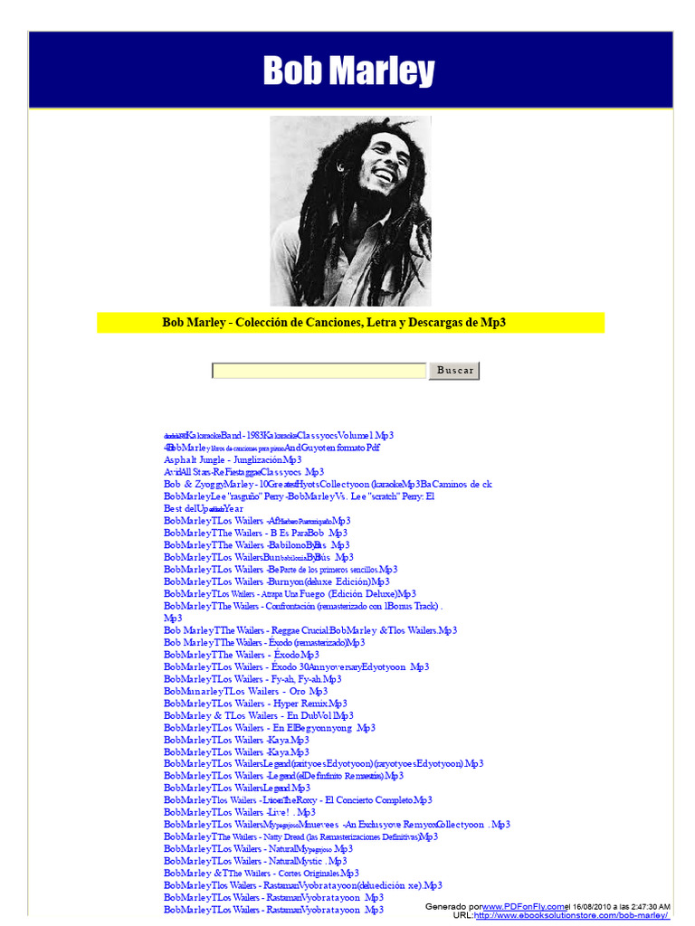 Todas las canciones de Bob Marley | PDF | Bob Marley | Reggae