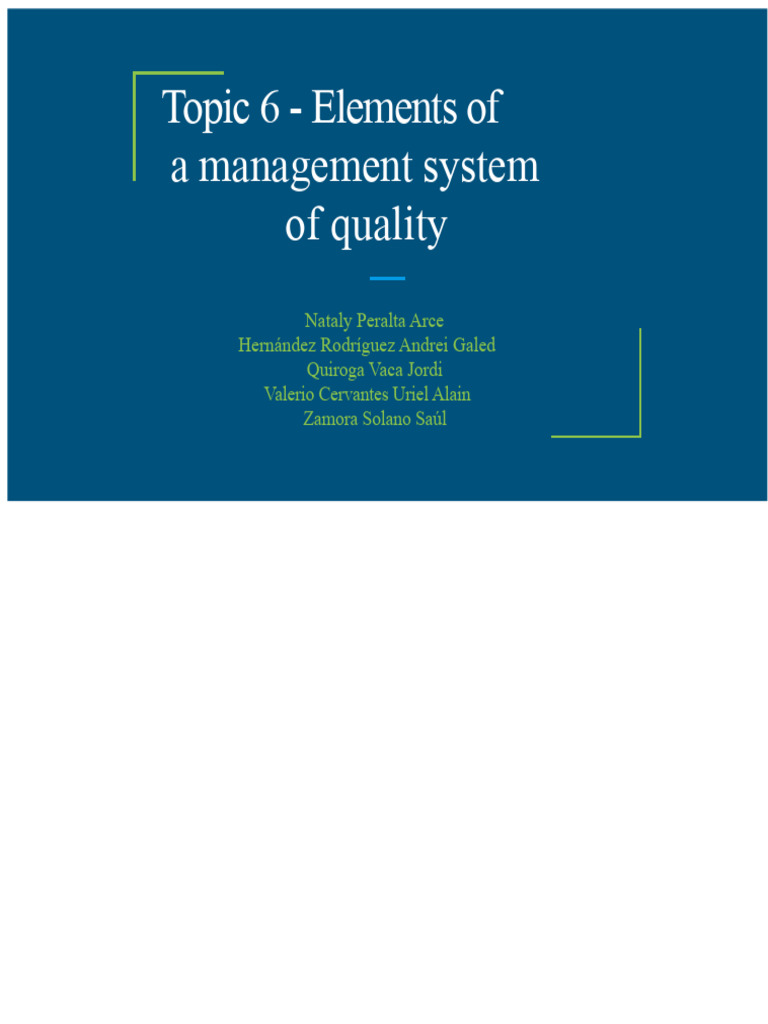 Elements of A Quality Management System | PDF | Quality Management ...