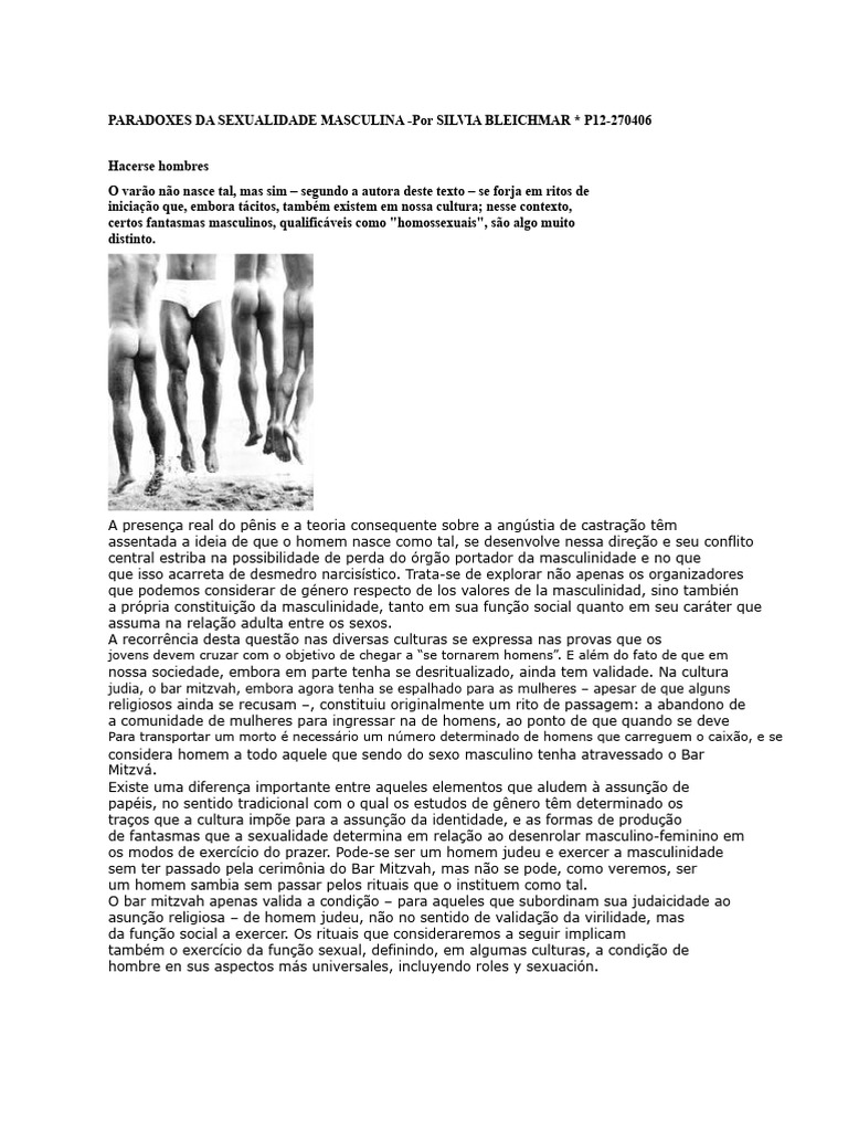 Paradoxos da Masculinidade e Sexualidade | PDF | Homossexualidade | Homem