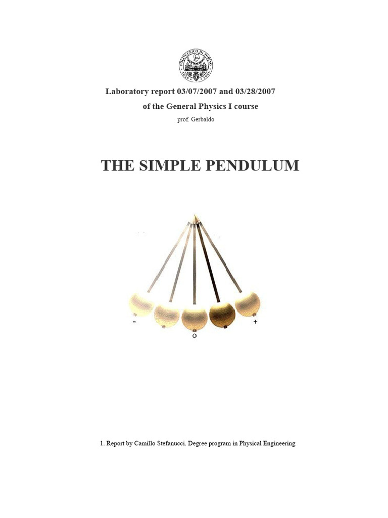Report: The Simple Pendulum | PDF | Pendulum | Force