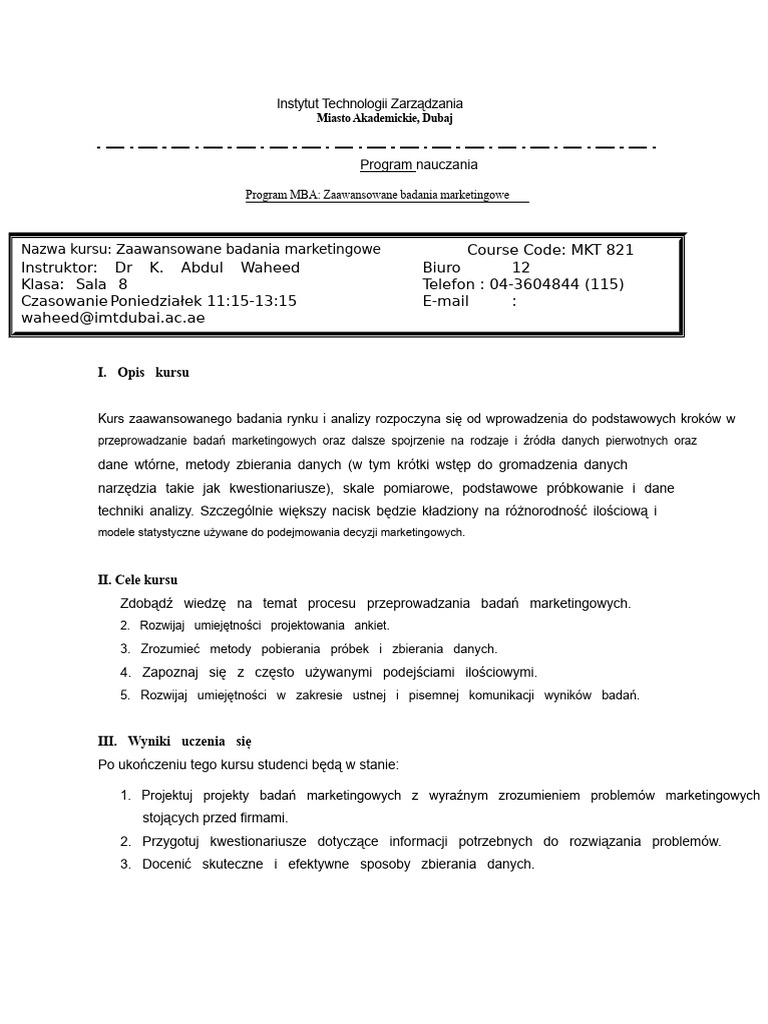 Zaawansowane Badania Marketingowe Zaktualizowane | PDF
