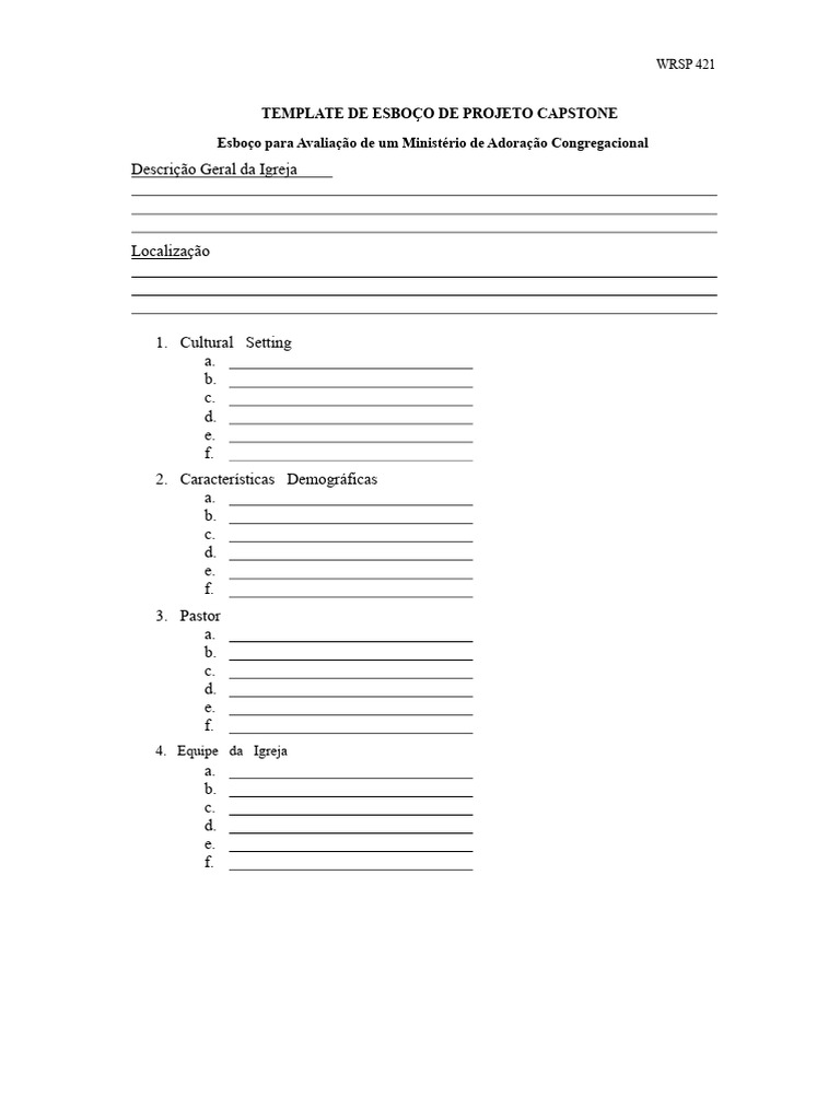Esboço de Projeto para Ministério de Adoração | PDF