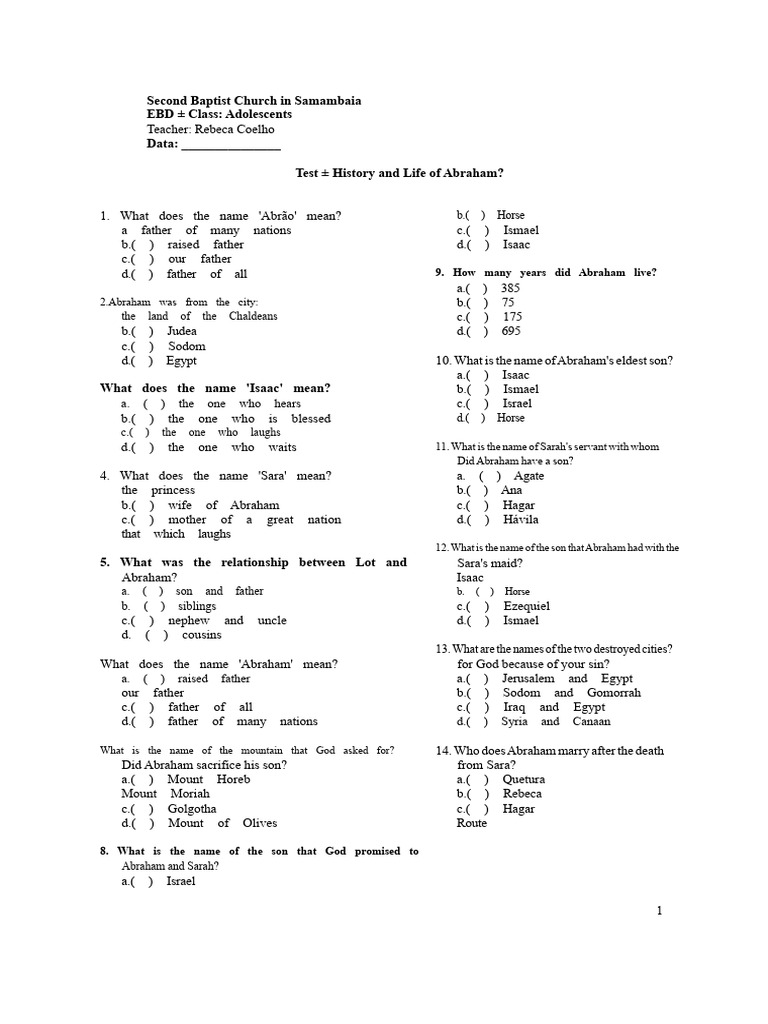 Test Abraham Ebd | PDF | Abraham | Isaac
