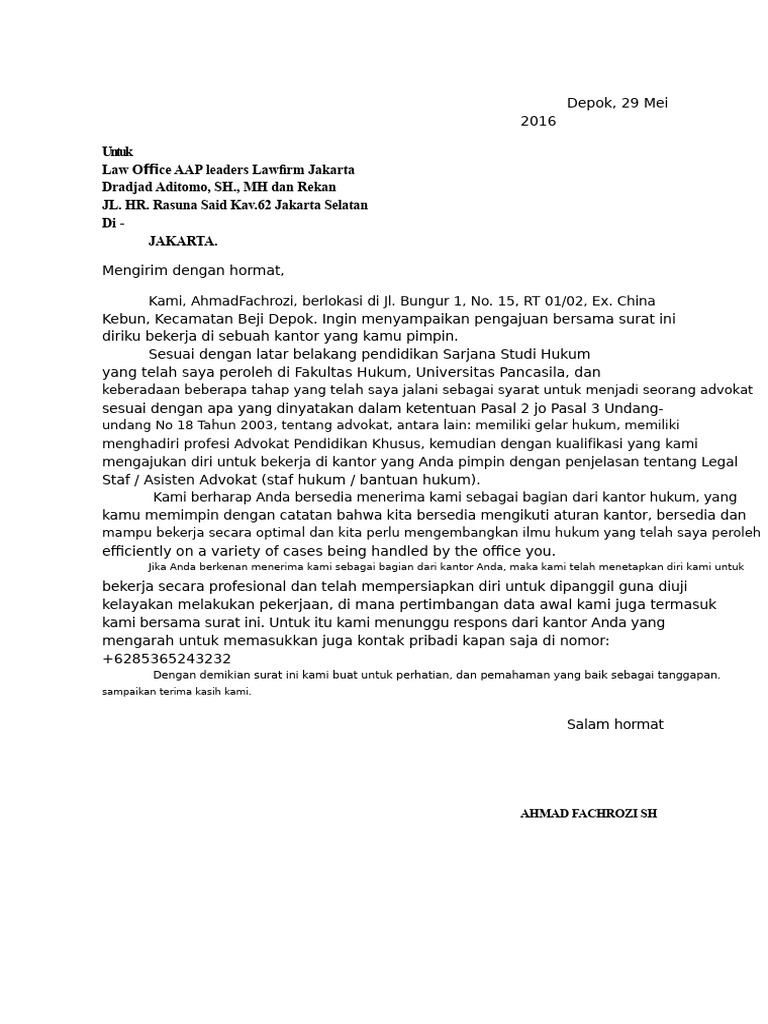 Job Application For Lawyer Eng | PDF