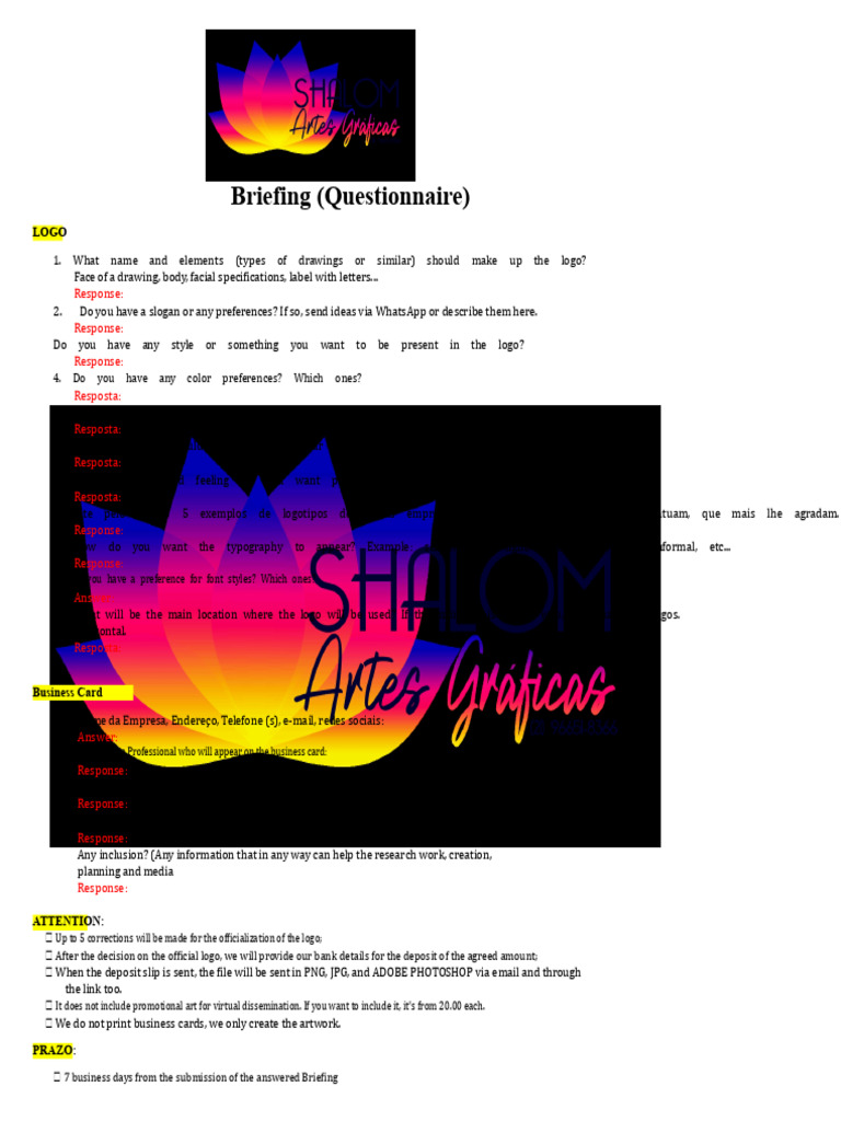 Logo Design Questionnaire Briefing | PDF