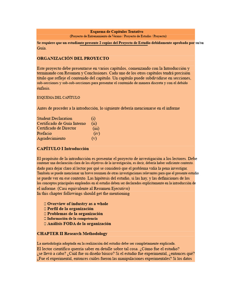Esquema de capítulo tentativo | PDF | Estadísticas | Análisis de los datos