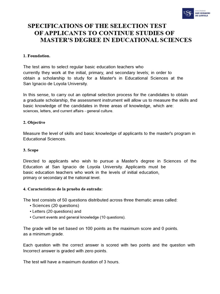 Master's Degree Selection Test Guide | PDF | Knowledge | Theory
