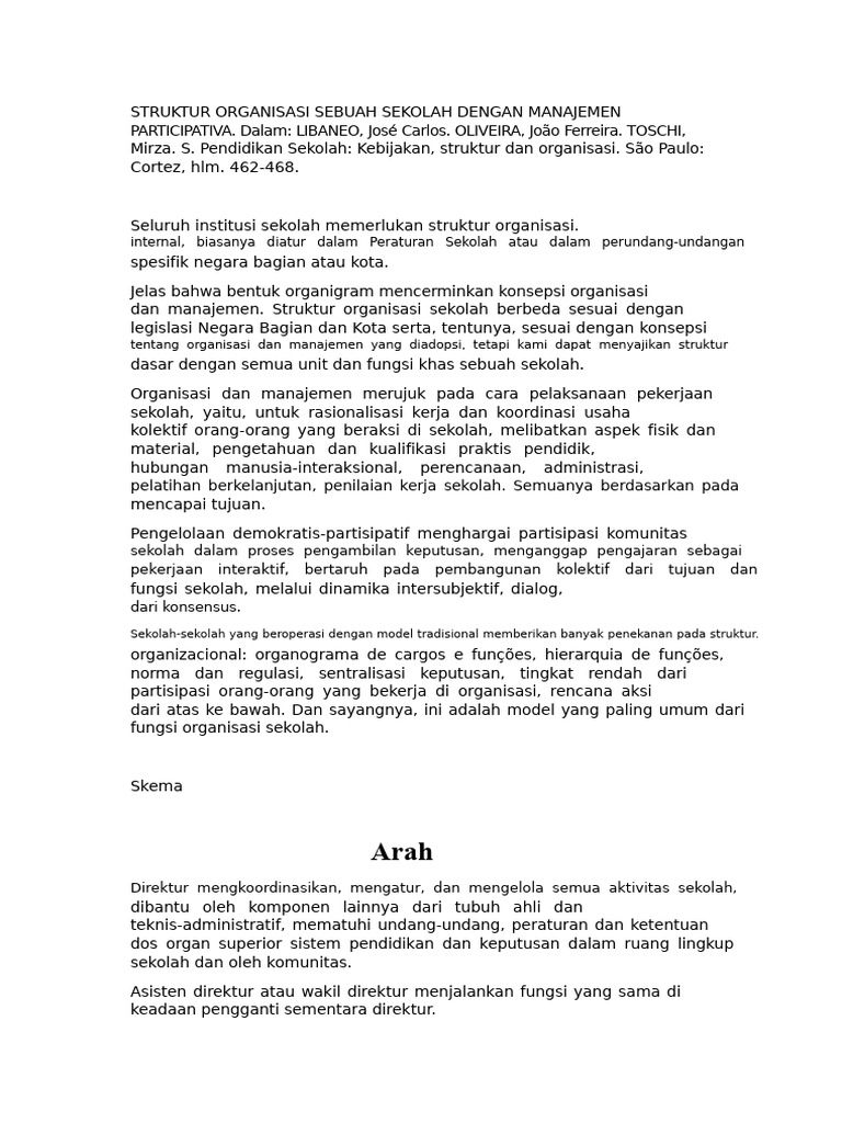 Struktur Organisasi Sekolah Dengan Manajemen Partisipatif | PDF
