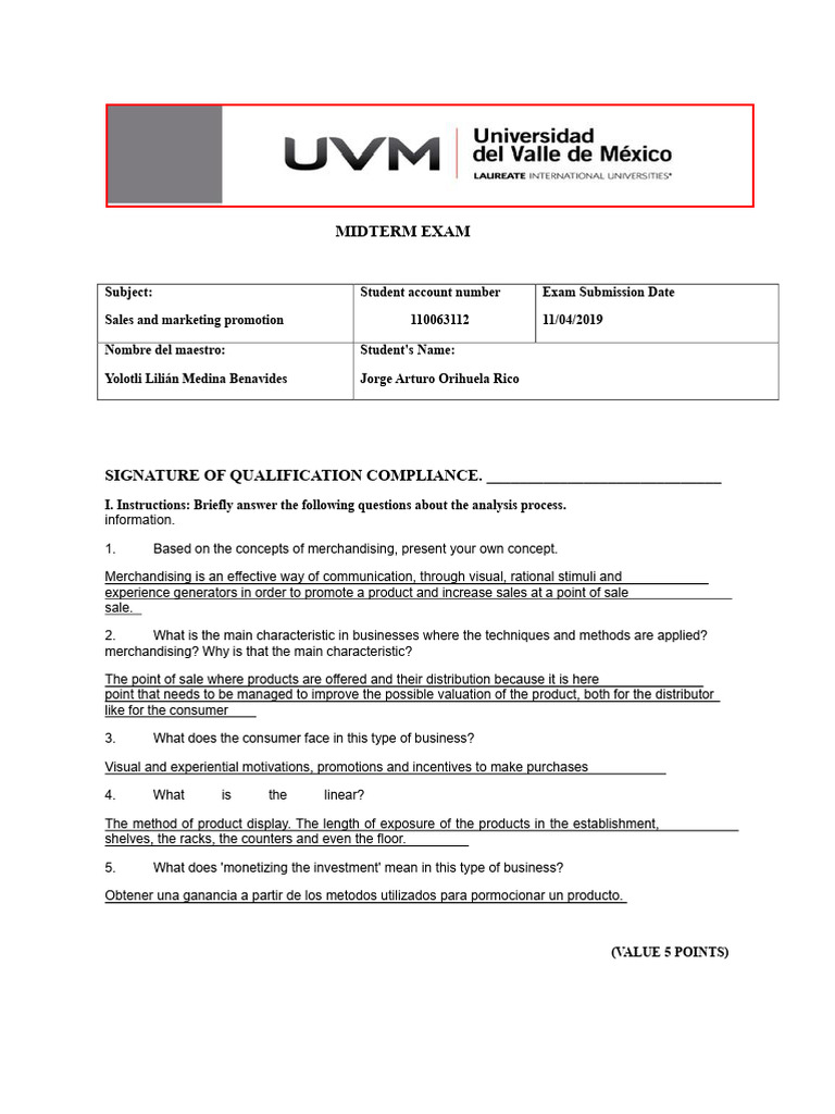 Merchandising Exam - JAOR | PDF | Merchandising | Cartesian Coordinate ...