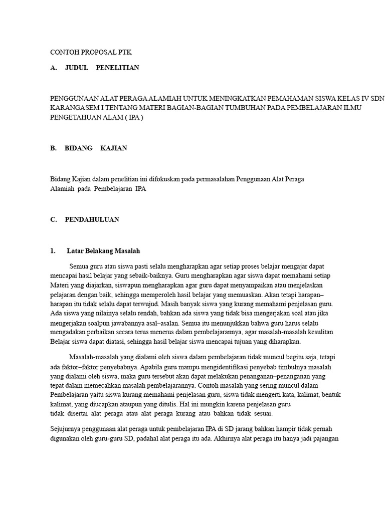 Contoh Proposal PTK | PDF
