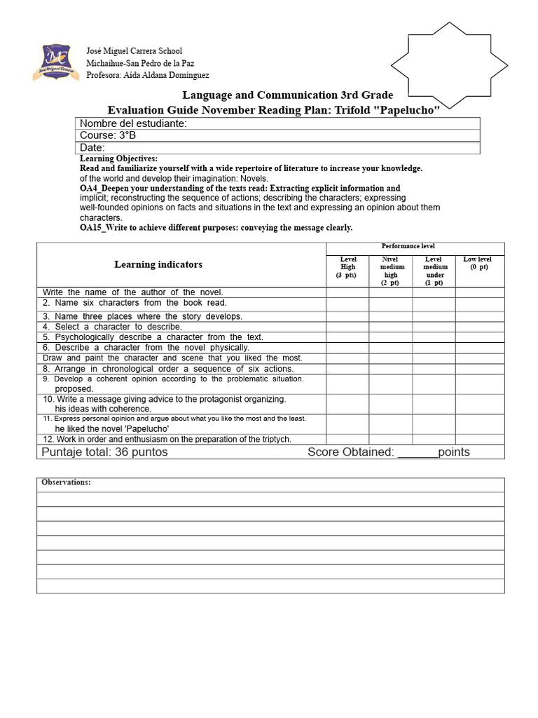 3rd Grade Reading Evaluation Guide | PDF