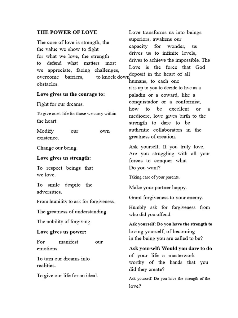 The Power of Love | PDF | Love | Forgiveness