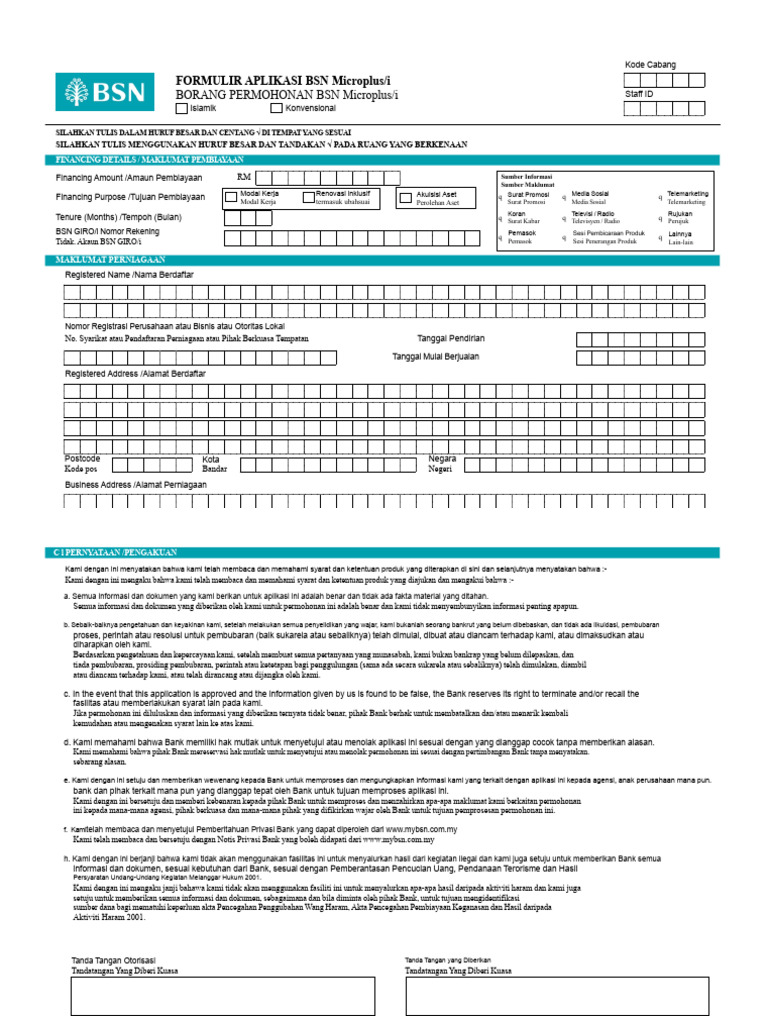 Formulir Permohonan BSN Microplus(i) | PDF