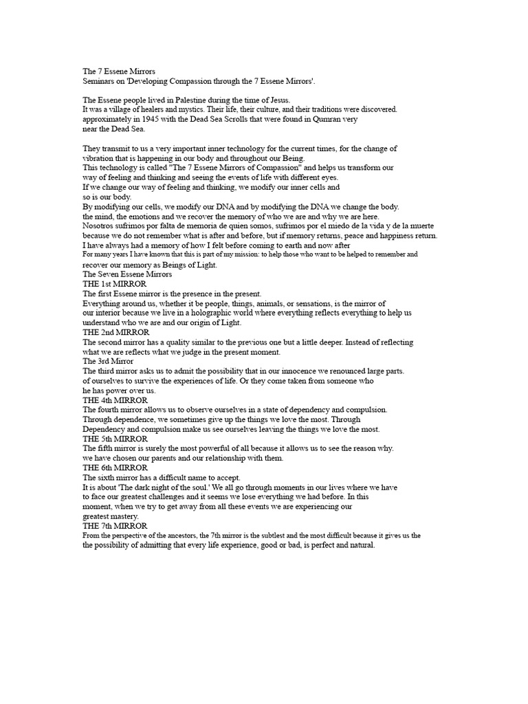 The Seven Essene Mirrors | PDF | Psychology | Psychological Concepts