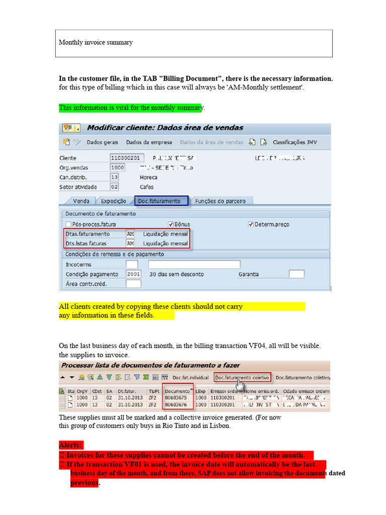 Monthly Invoice Summary | PDF