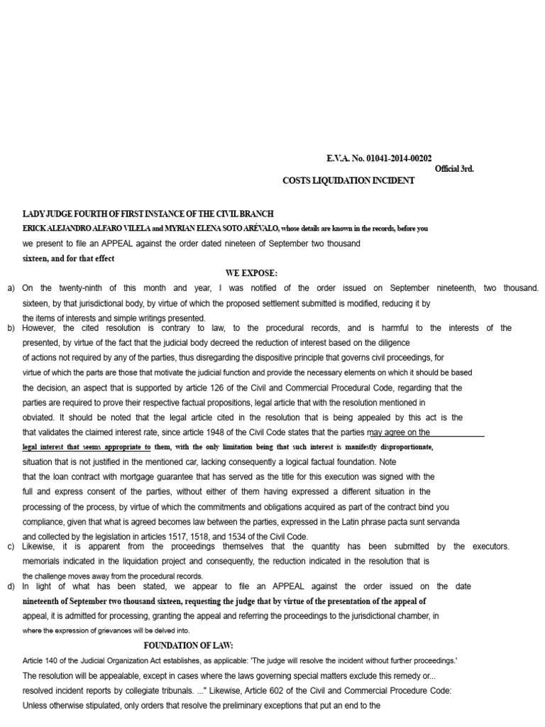 APPEAL Resource Against ORDER (Cost Settlement) | PDF | Appeal ...