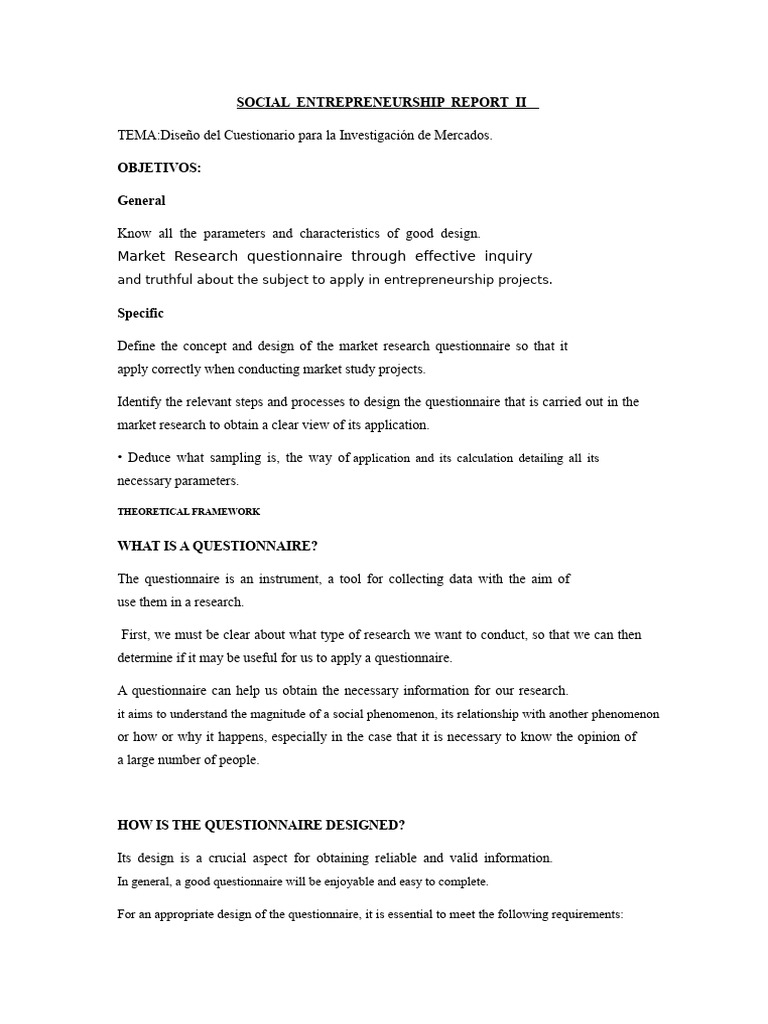 Design of The Questionnaire For Market Research | PDF | Sampling ...