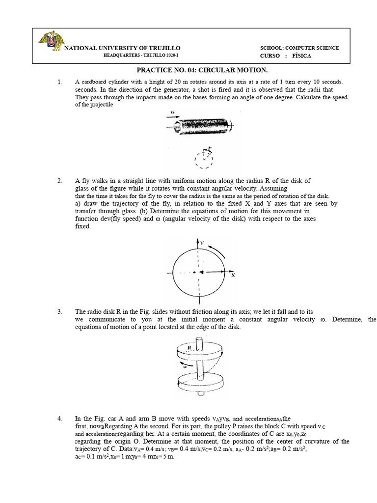 Circular Motion Practice Exercises | PDF | Acceleration | Velocity