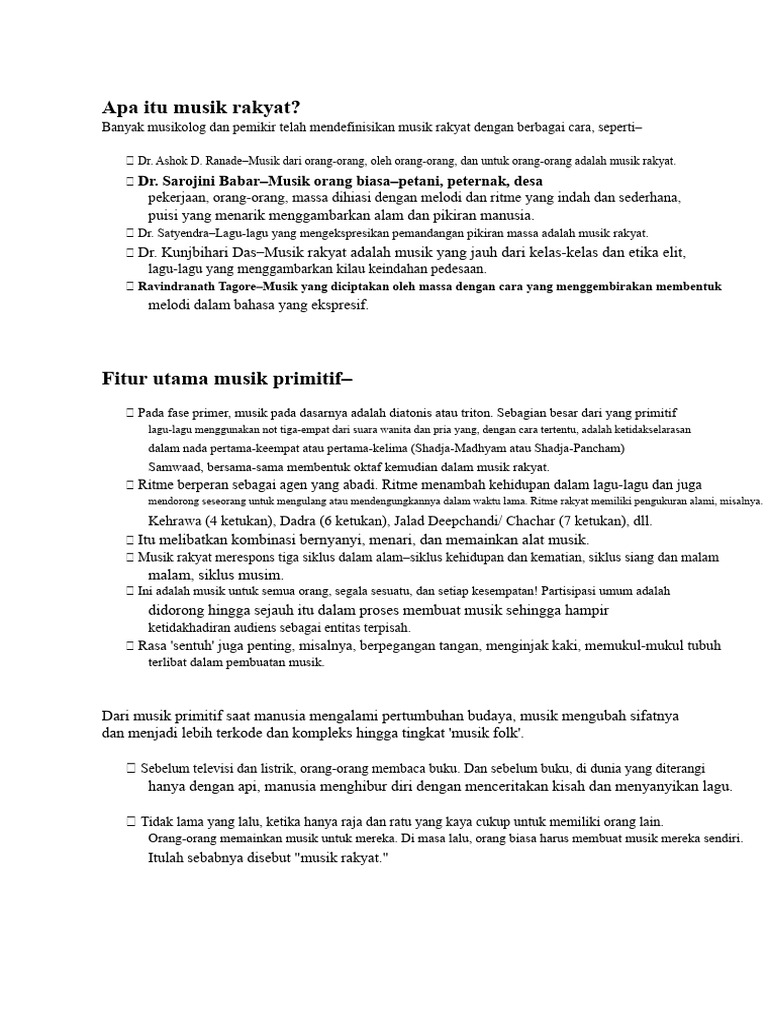 Apa Itu Musik Rakyat | PDF