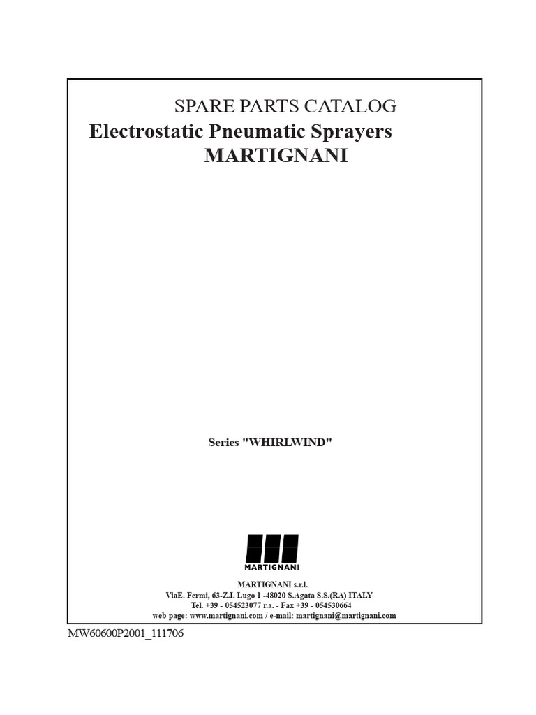 Martignani Whirlwind Sprayer Parts Catalog | PDF | Materials | Metals