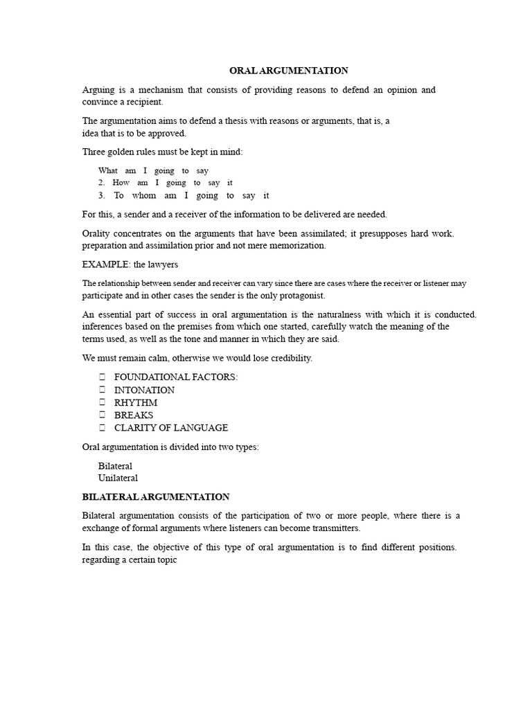 Oral Argumentation | PDF | Argument | Reason