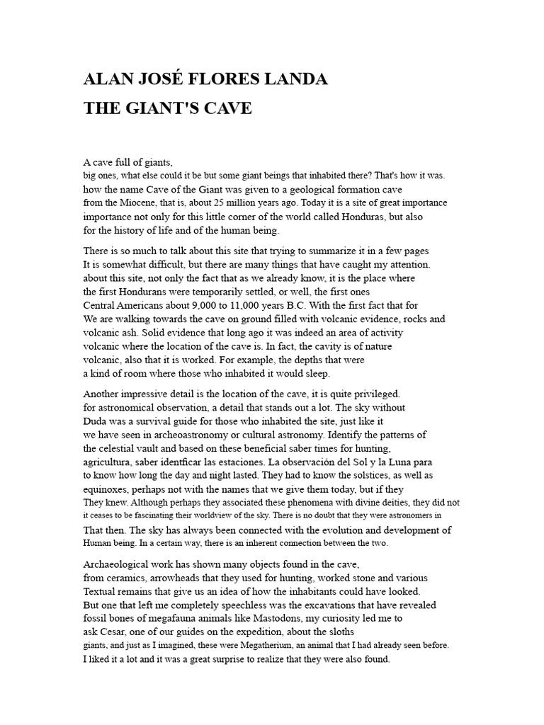 Cave of The Giant, Honduras | PDF | Maize