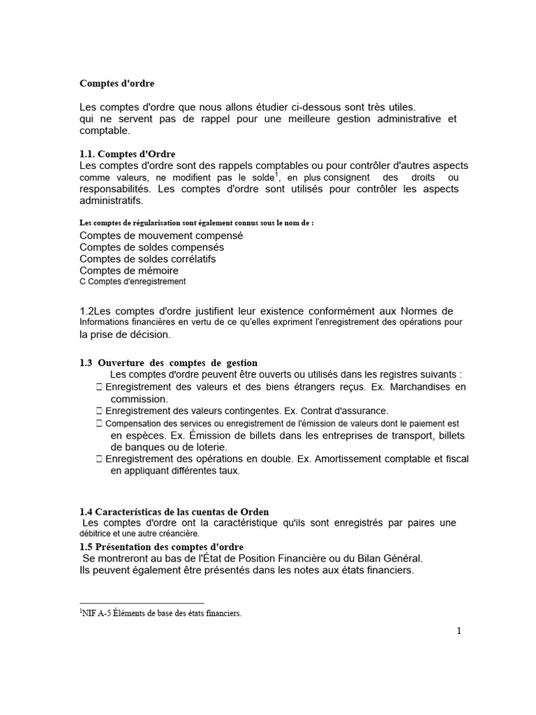 Comprendre les Comptes d'Ordre en Comptabilité | PDF | Comptabilité ...