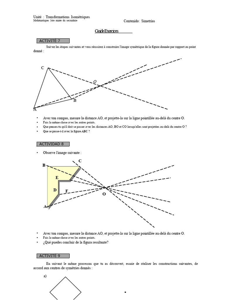 Guide Dessins - Symétrie Centrale | PDF | Géométrie | Mathématiques
