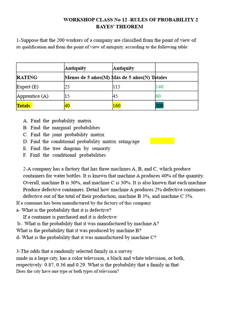 Probability Workshop: Bayes' Theorem Explained | PDF