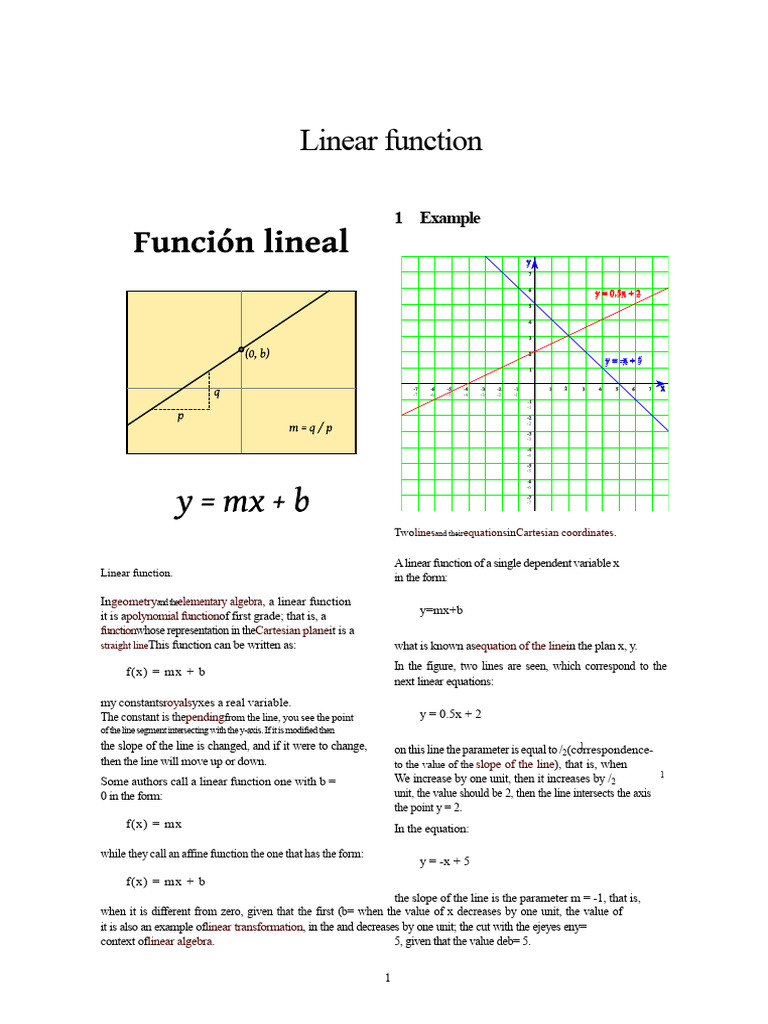 Linear Function PDF | PDF | Line (Geometry) | Algebra