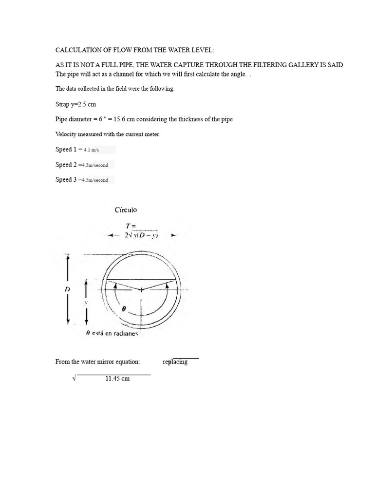Flow Rate Calculation from Water Level | PDF | Flow Measurement