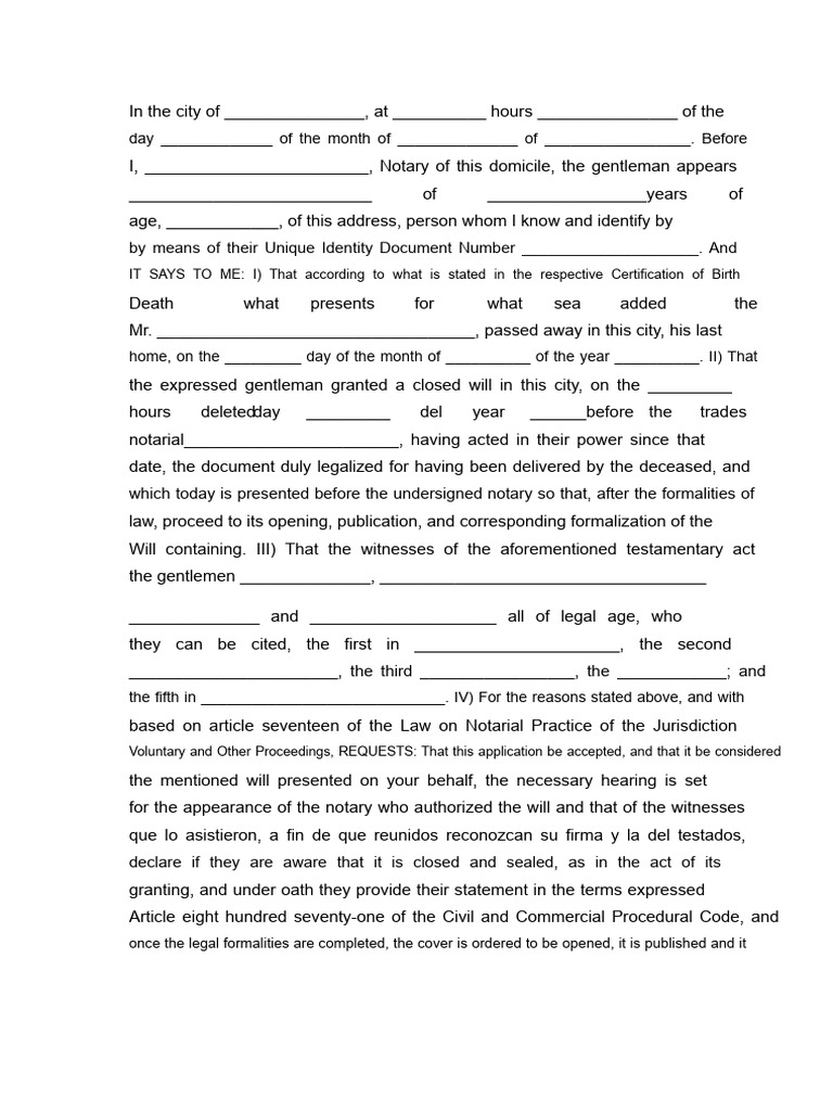 Opening Act of Sealed Will | PDF | Will And Testament | Notary Public