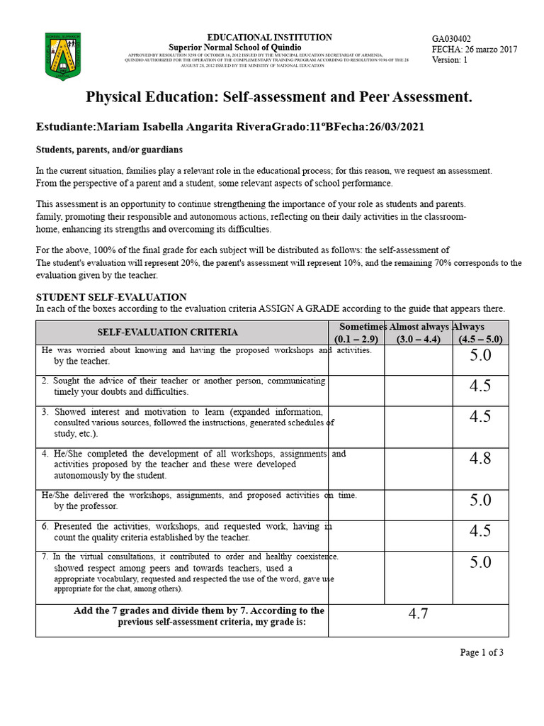 Student and Parent Assessment Guide | PDF | Evaluation | Human ...