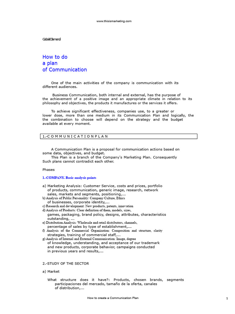 Communication Plan | PDF | Target Audience | Marketing