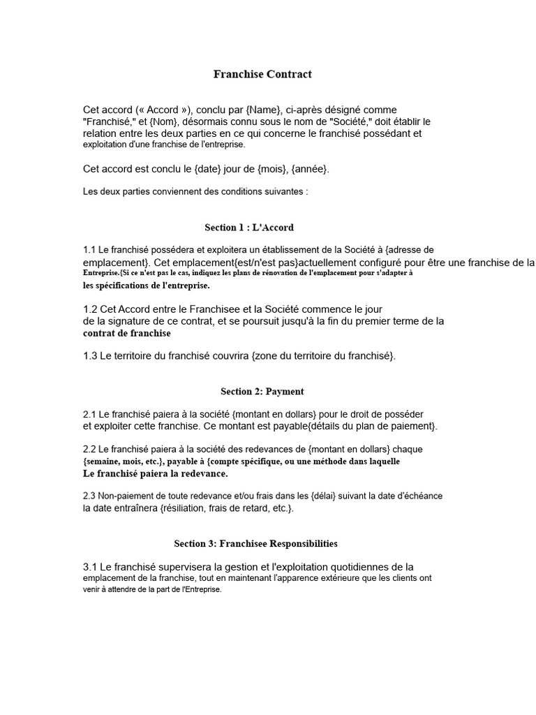 Contrat de Franchise : Conditions et Obligations | PDF | Franchise ...