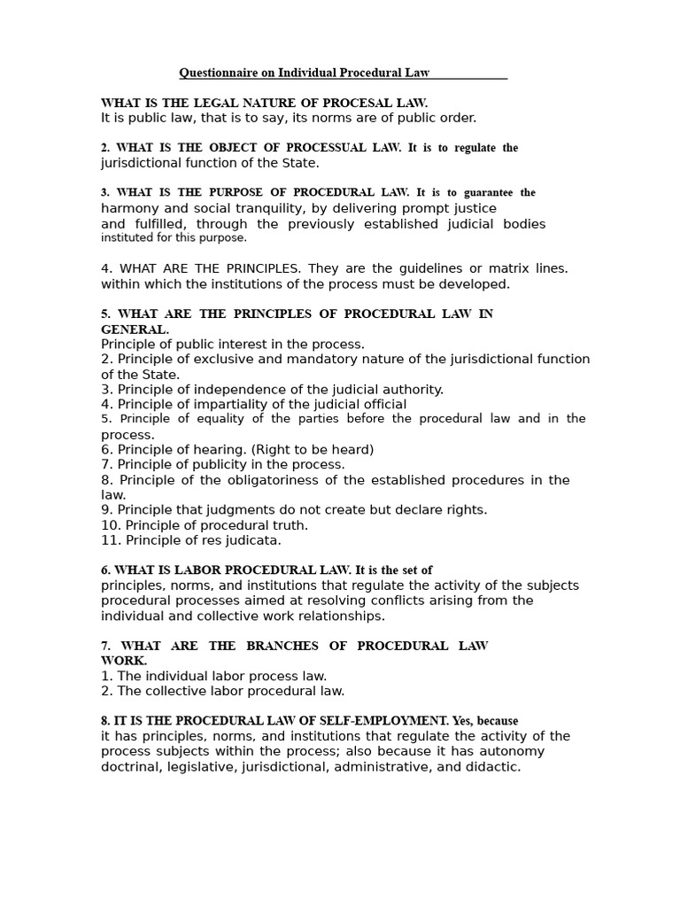 Overview of Procedural Law Principles | PDF | Lawsuit | Evidence (Law)