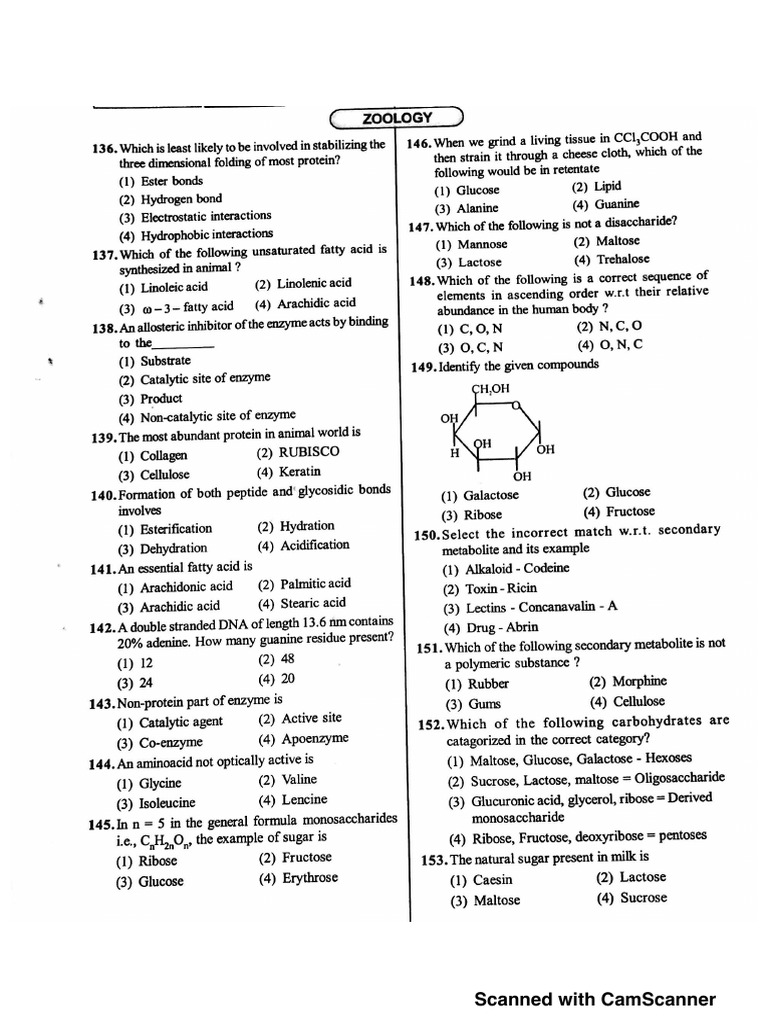 Biomolecule Paper 1 | PDF