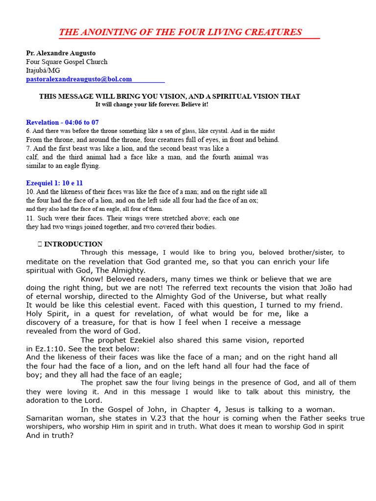 The Incantation of The Four Living Beings | PDF | Jesus | God