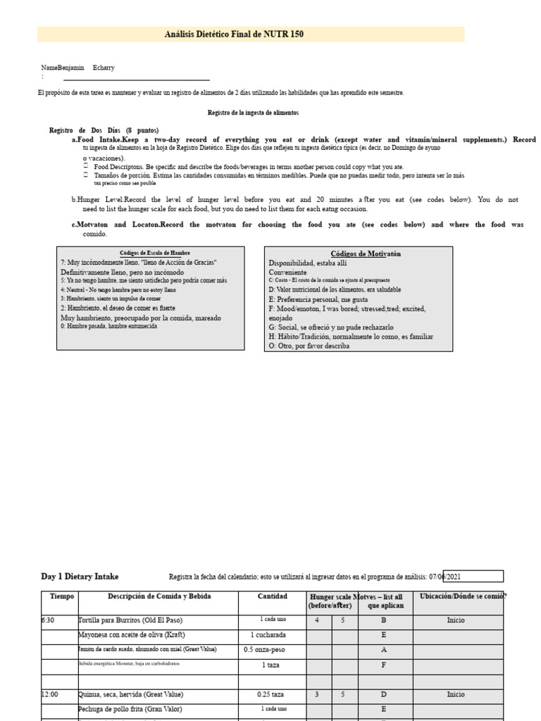 NUTR - 150 - Análisis - Dietético - Final - 2-Días - NutritionCalc Plus ...