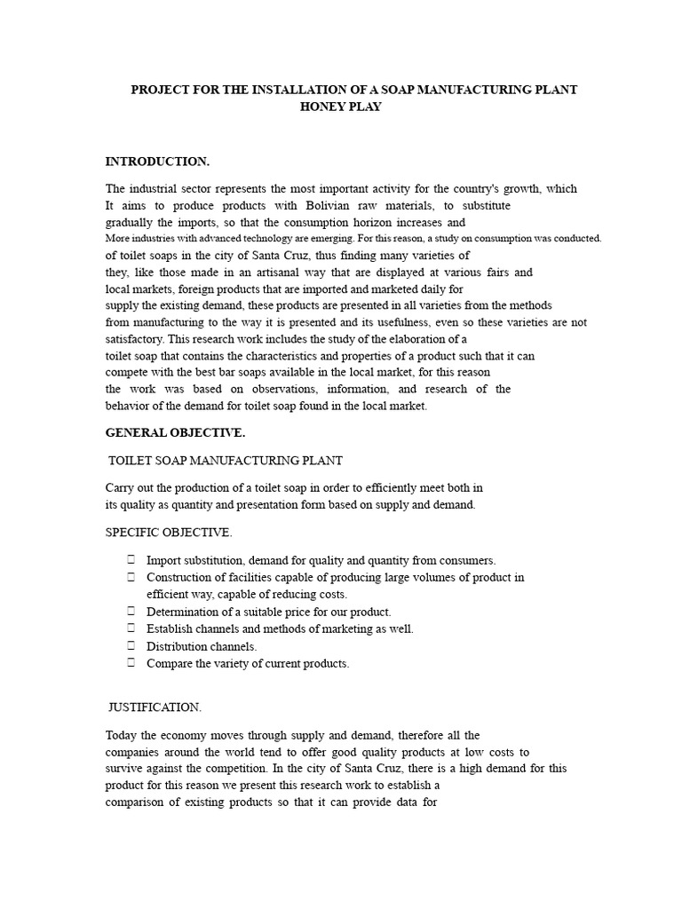 Soap Manufacturing Plant Project Plan | PDF | Sampling (Statistics ...