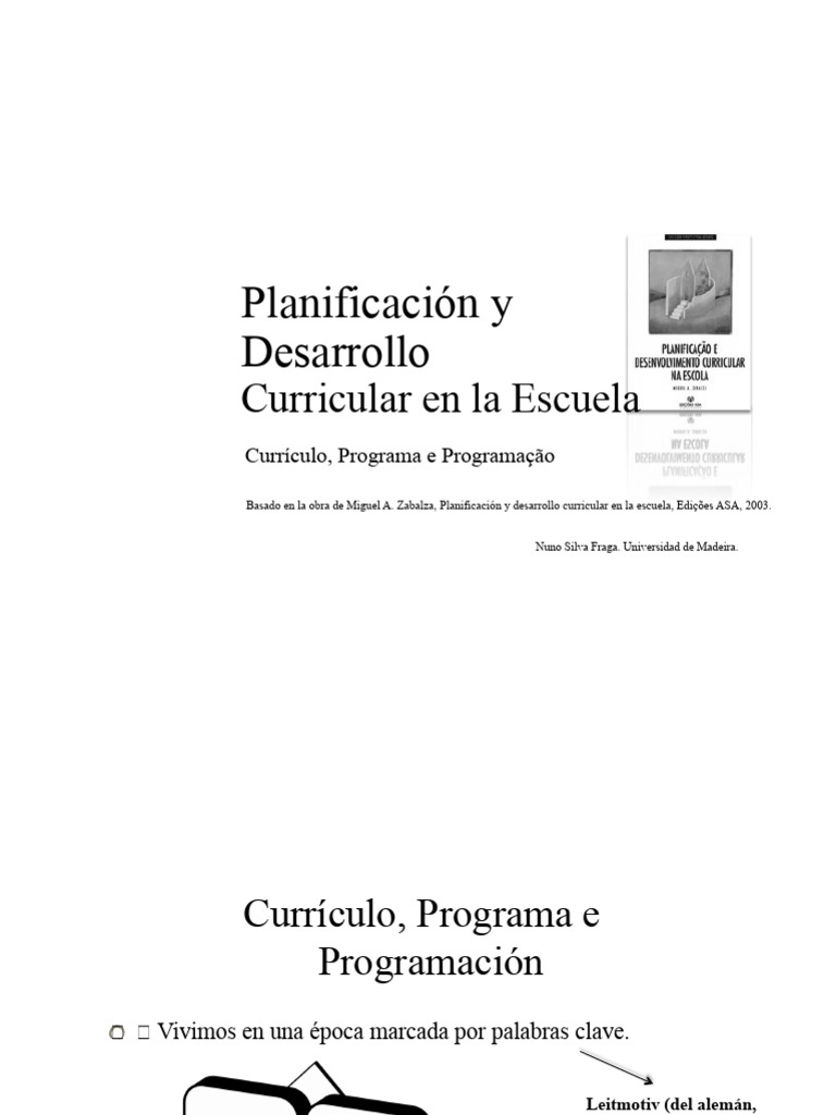 Planificación y Desarrollo Curricular en la Escuela Currículo Programa ...