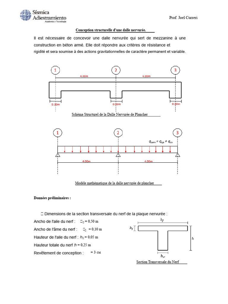 Conception d'une dalle nervurée en béton | PDF | Béton armé | Calcul ...