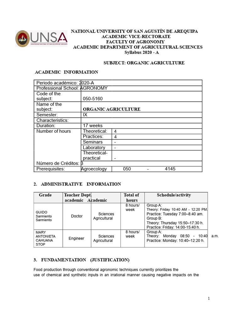 1.syllabus X Agricultural Competencies. Organization. 2020 | PDF ...