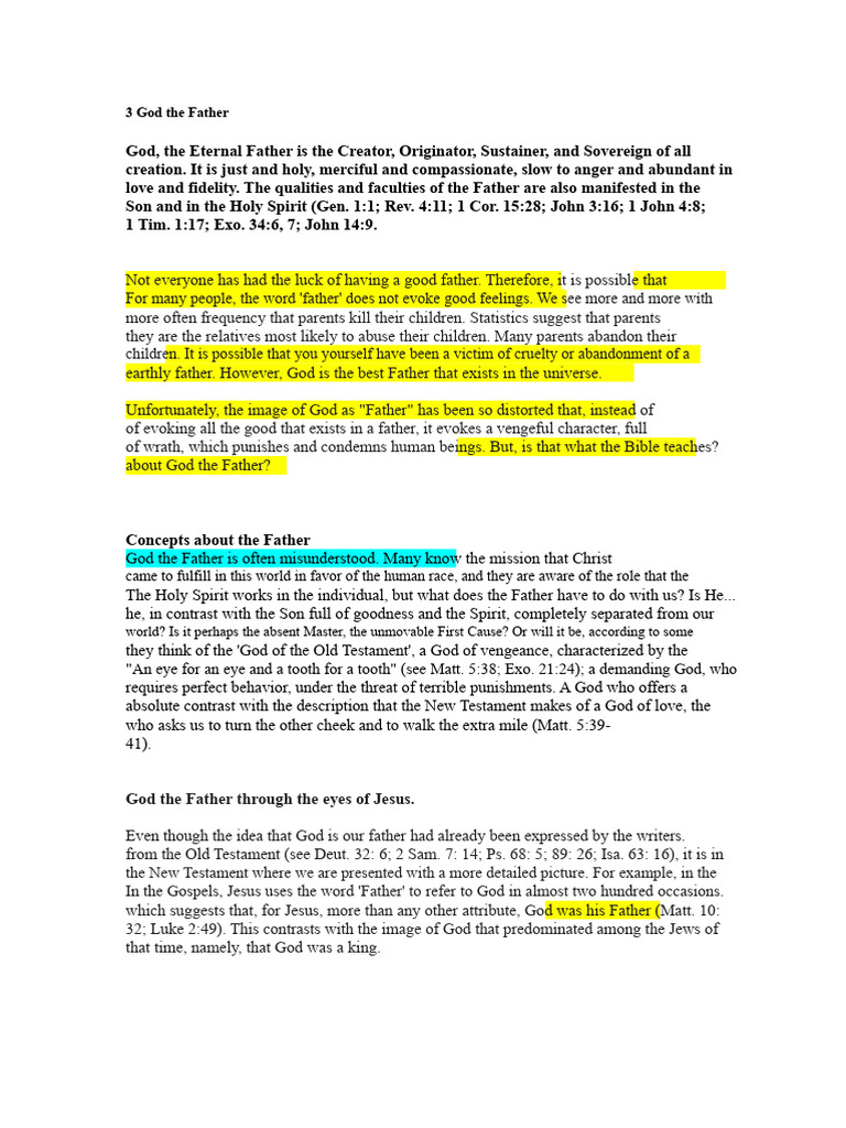 Belief 3 God The Father | PDF | God The Father | Jesus